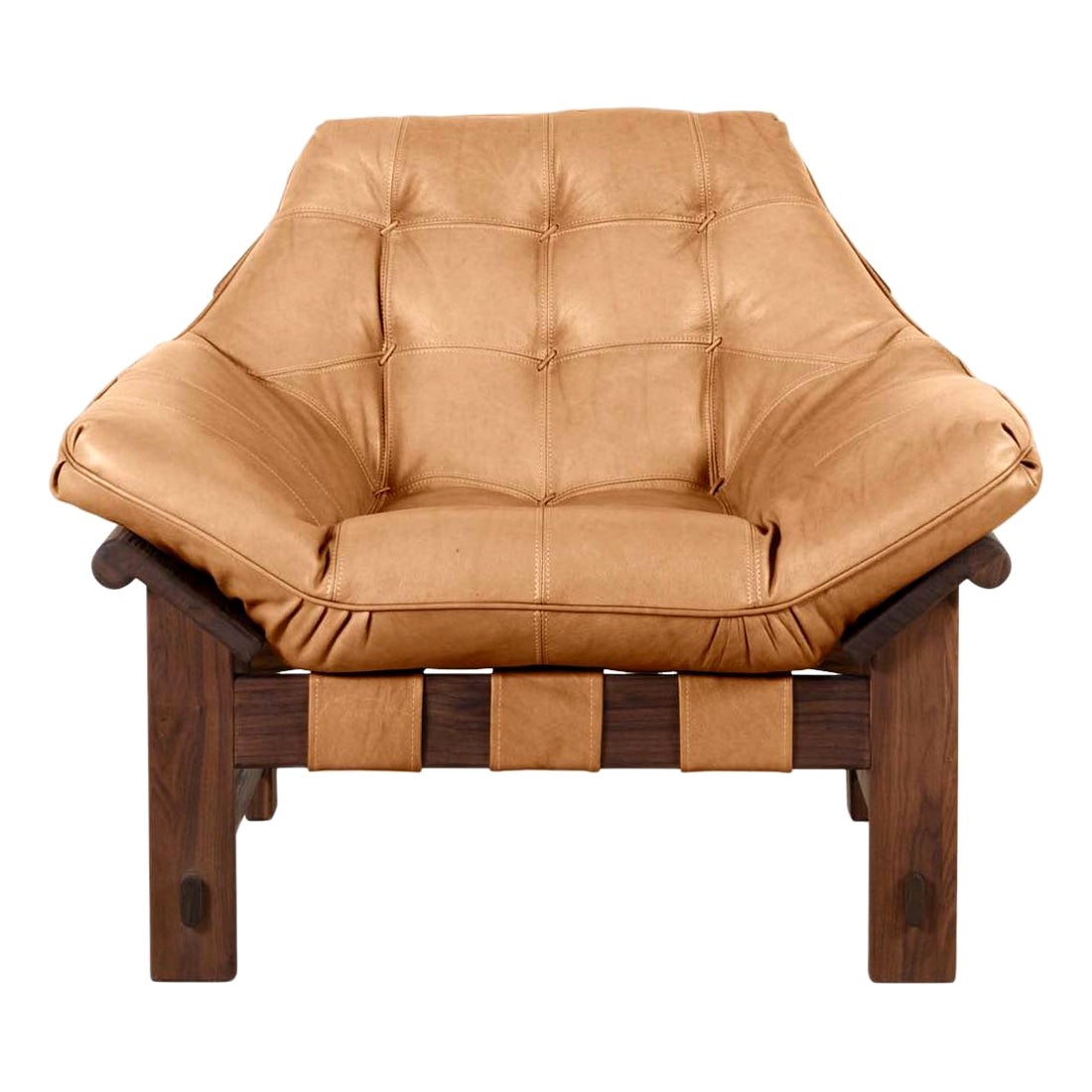 Oiled Walnut and Tan Leather Ojai Lounge Chair by Lawson-Fenning For ...