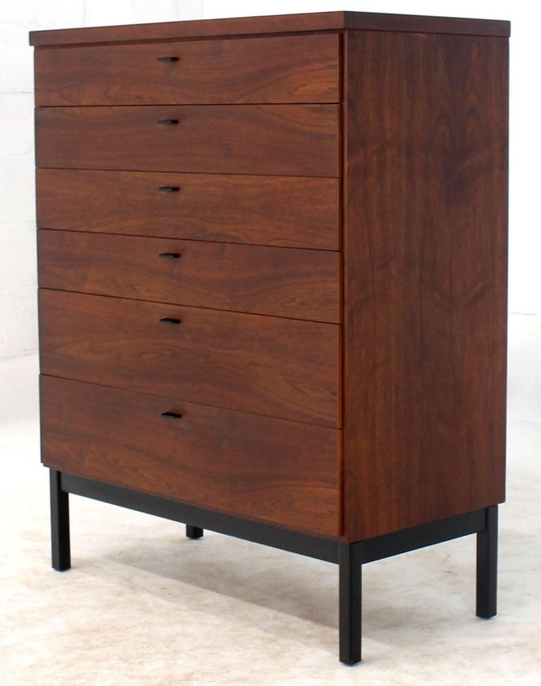 Oiled Walnut Bookmached Six Drawers High Chest Dresser on Bracket Legs ...