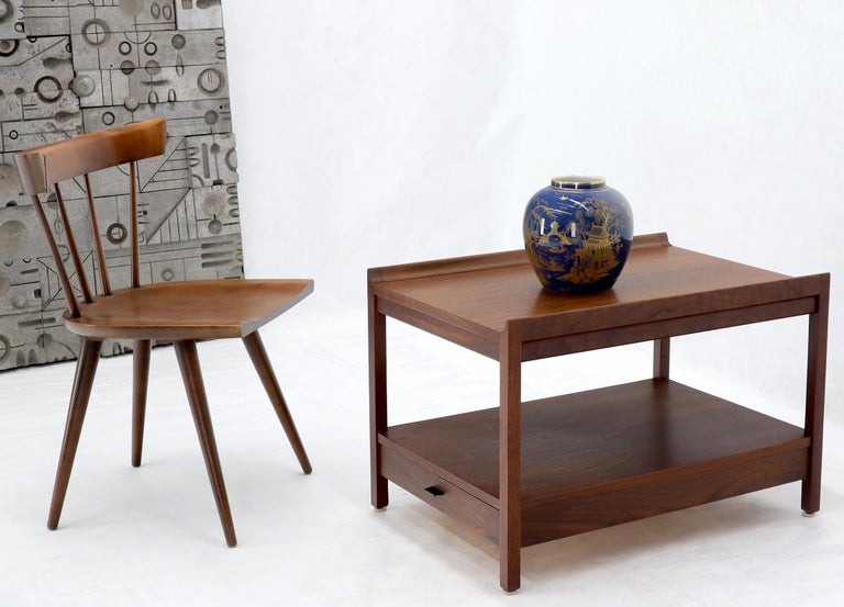 Oiled Walnut Mid-Century Modern Rectangle Two-Tier Side End Table at ...