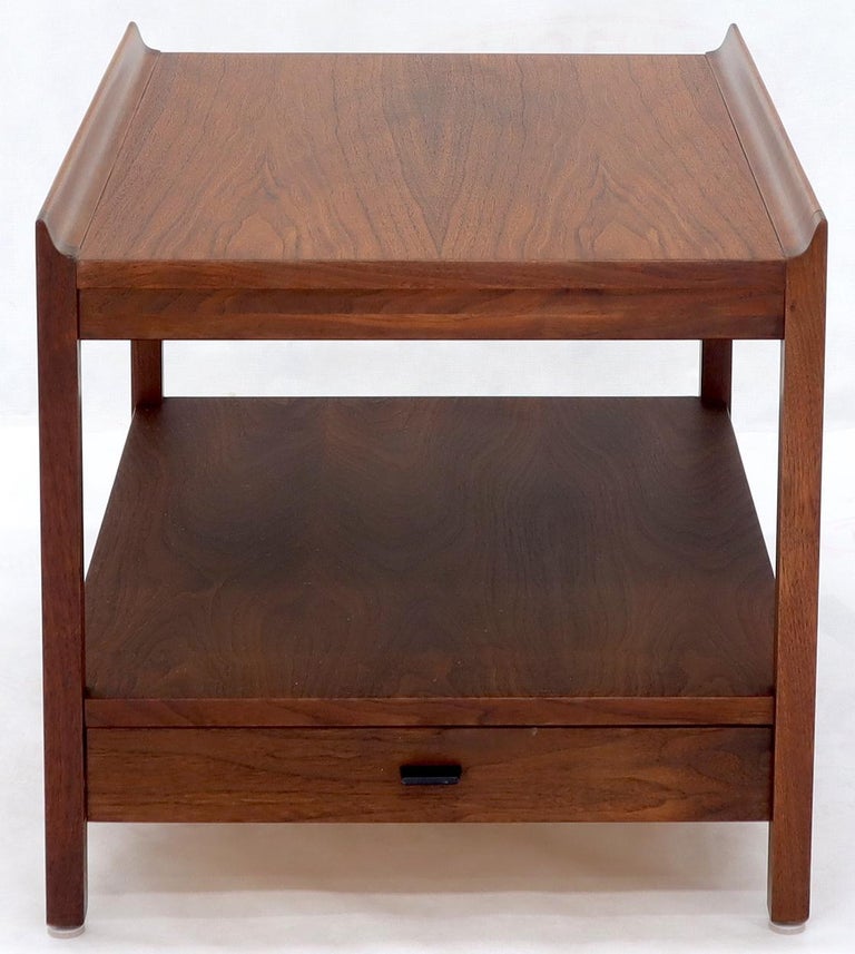 Oiled Walnut Mid-Century Modern Rectangle Two-Tier Side End Table at ...
