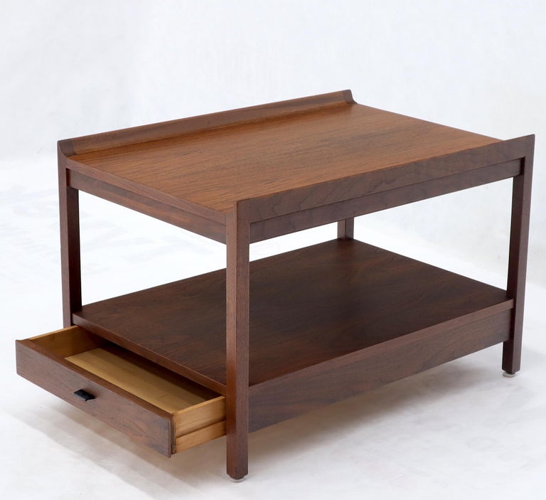 Oiled Walnut Mid-Century Modern Rectangle Two-Tier Side End Table at ...