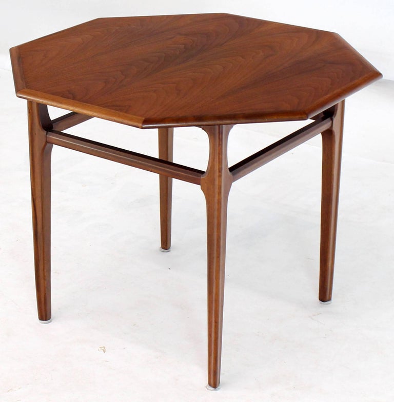 Oiled Walnut Octagon Shape Pedestal Side Table Stand at 1stDibs
