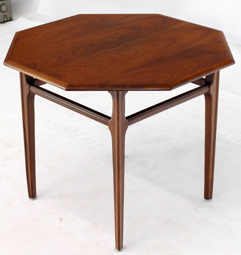 Oiled Walnut Octagon Shape Pedestal Side Table Stand at 1stDibs