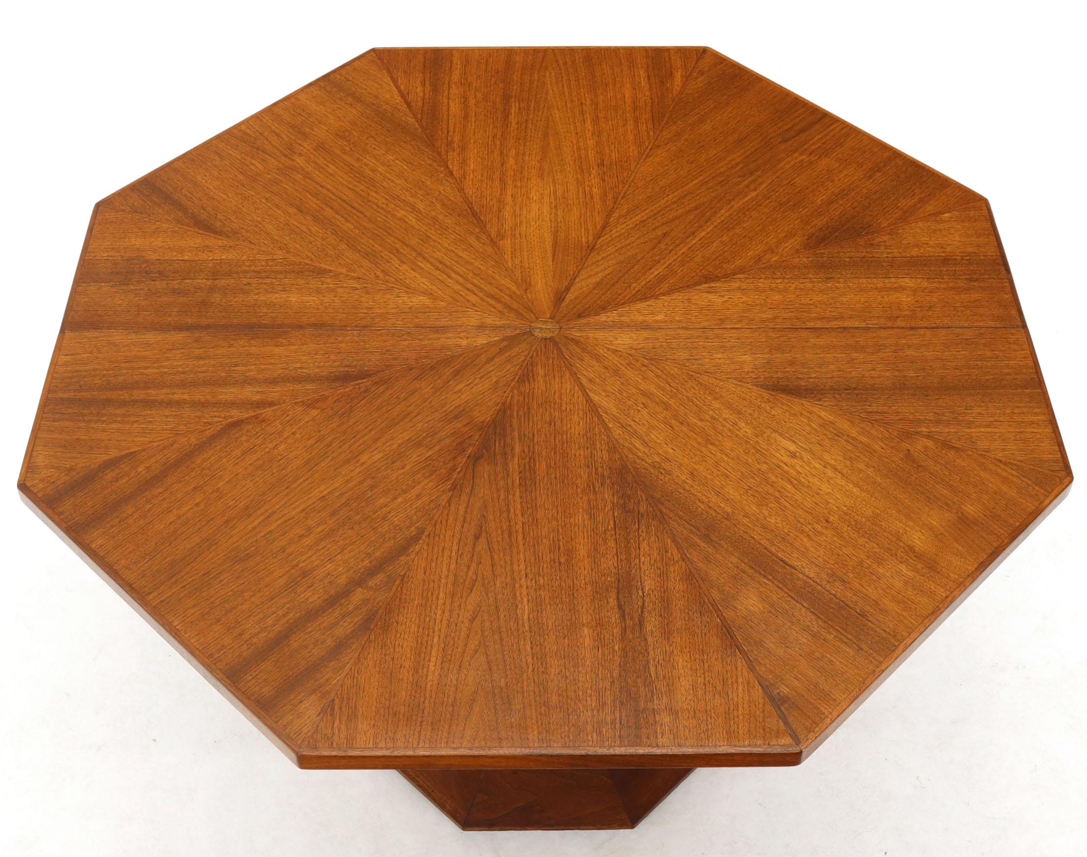 Oiled Walnut Octagonal Round Dining Table with Two Extension Leafs ...