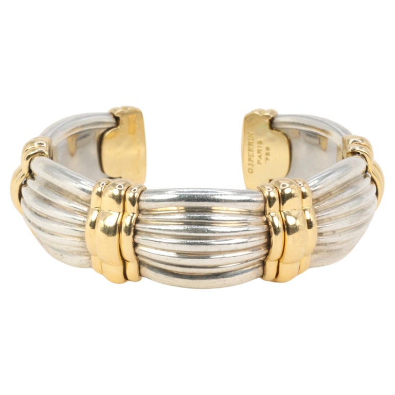 O.J. PERRIN Bracelet semi-rigide en or et argent En vente sur 1stDibs