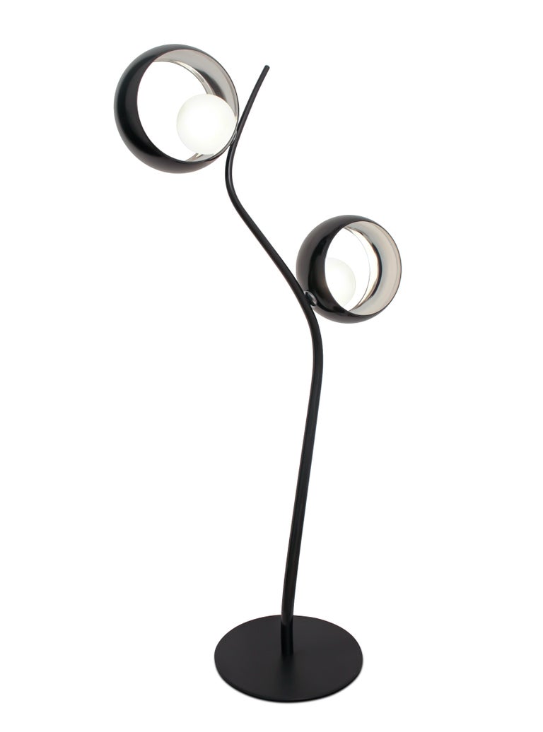Okio Totem Floor Lamp in Premium Black and Chrome by Concept Verre For ...