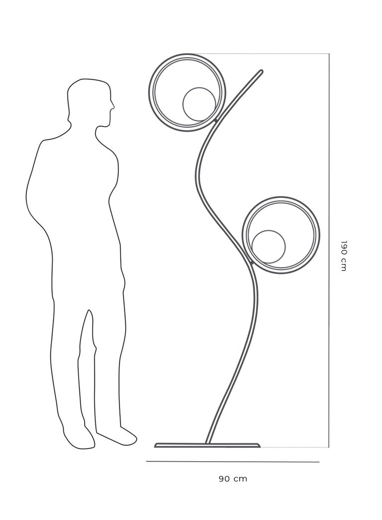 Okio Totem Floor Lamp in Premium Black and Chrome by Concept Verre For ...