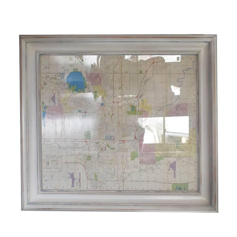 Oklahoma City Map in Large Frame, 1977 For Sale at 1stDibs