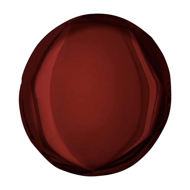 Oko 150 Rubin Red Color Stainless Steel Wall Mirror by Zieta For Sale ...