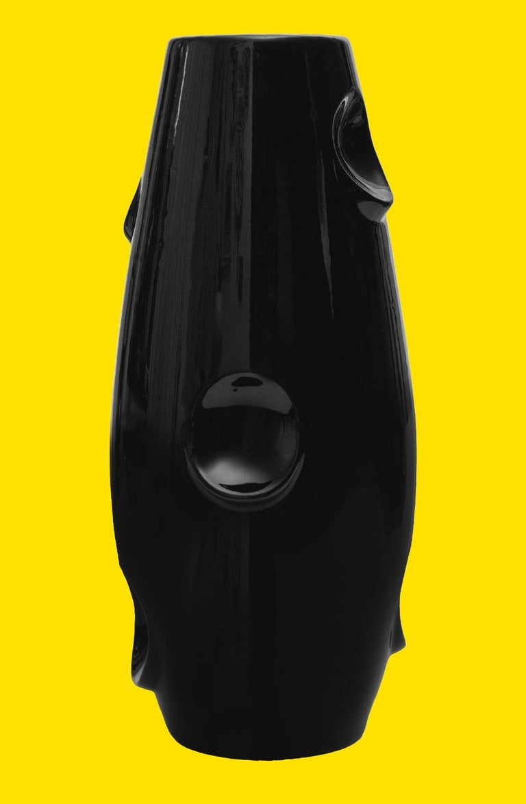 OKO Black Ceramic Vase by Malwina Konopacka For Sale at 1stDibs