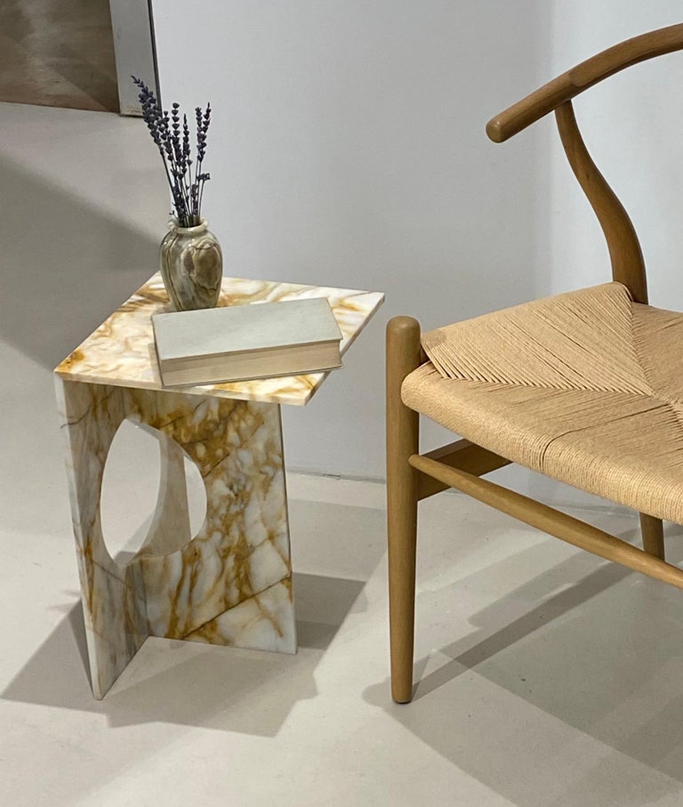 Ola Side Table, Sky Blue Marble, Studio Mohs For Sale at 1stDibs