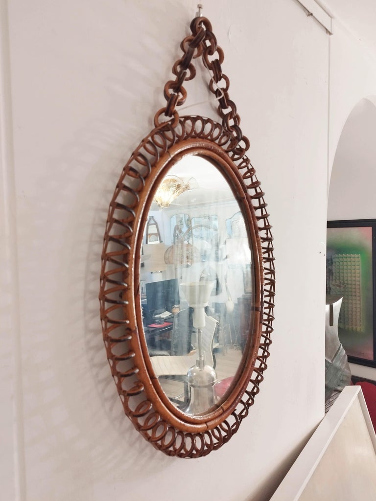 Olaf von Bohr Bamboo Oval Wall Mirror, Italy, 1960s For Sale at 1stDibs