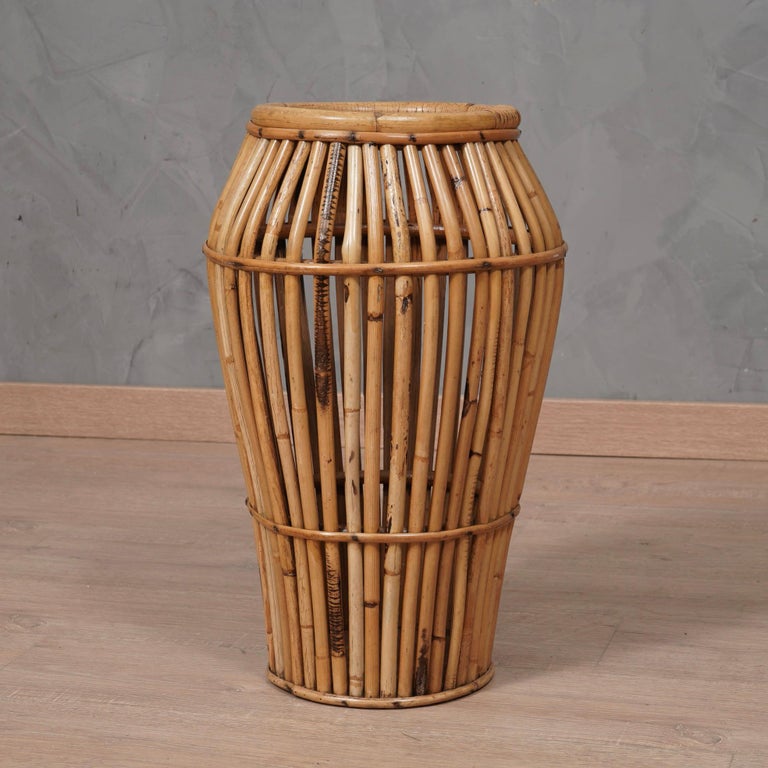 Olaf Von Bohr per Bonacina Rattan and Wicker Umbrella Stand, 1960 For ...