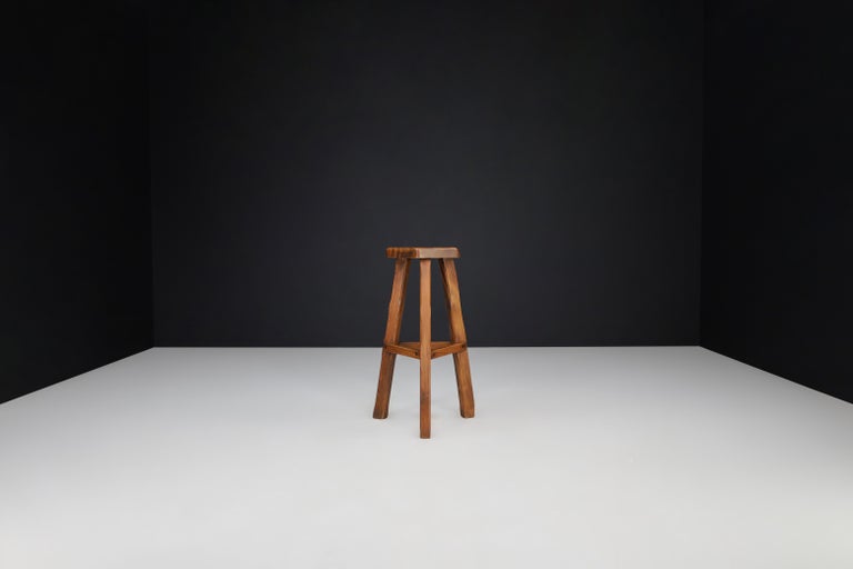 Olavi Hänninen Brutalist Elm Wood Bar Stools, Finland, 1960s For Sale ...