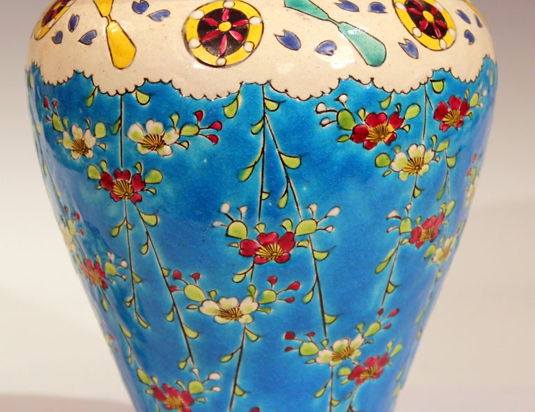 Old Antique Japanese French Pottery Longwy Turquoise Studio Lamp For ...