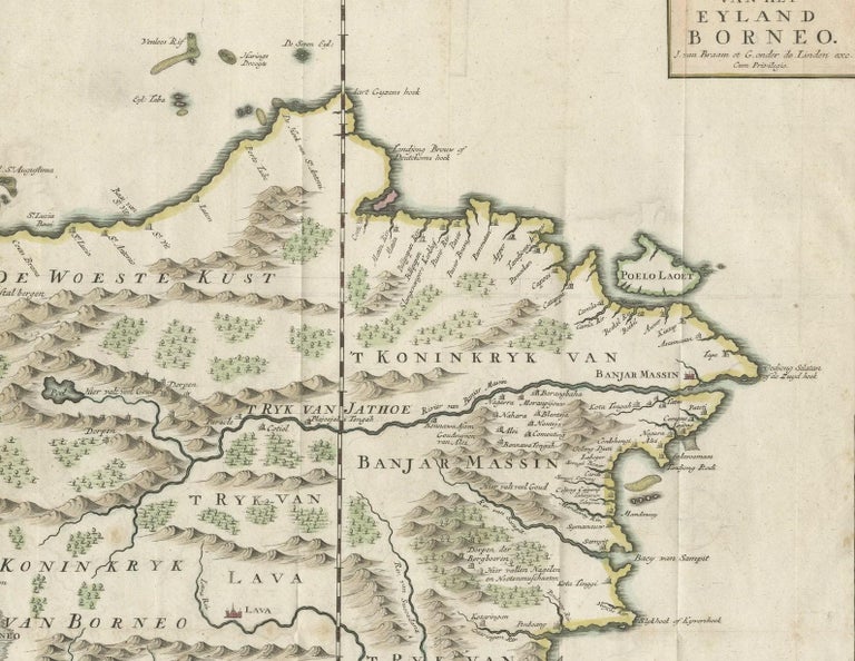 Old Antique Map of Borneo 'Kalimantan Indonesia, Sabah Malaysia and ...