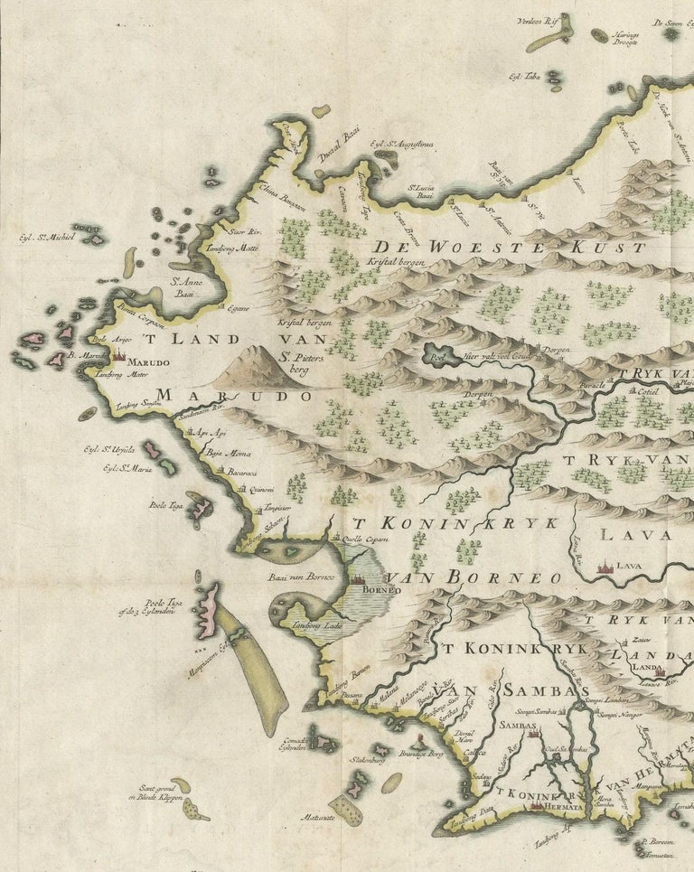 Old Antique Map of Borneo 'Kalimantan Indonesia, Sabah Malaysia and ...