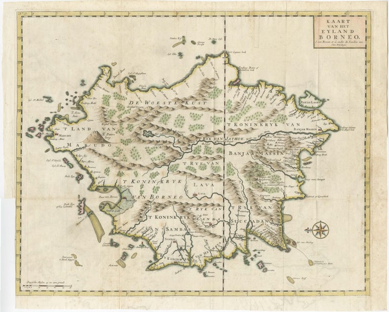 Old Antique Map of Borneo 'Kalimantan Indonesia, Sabah Malaysia and ...