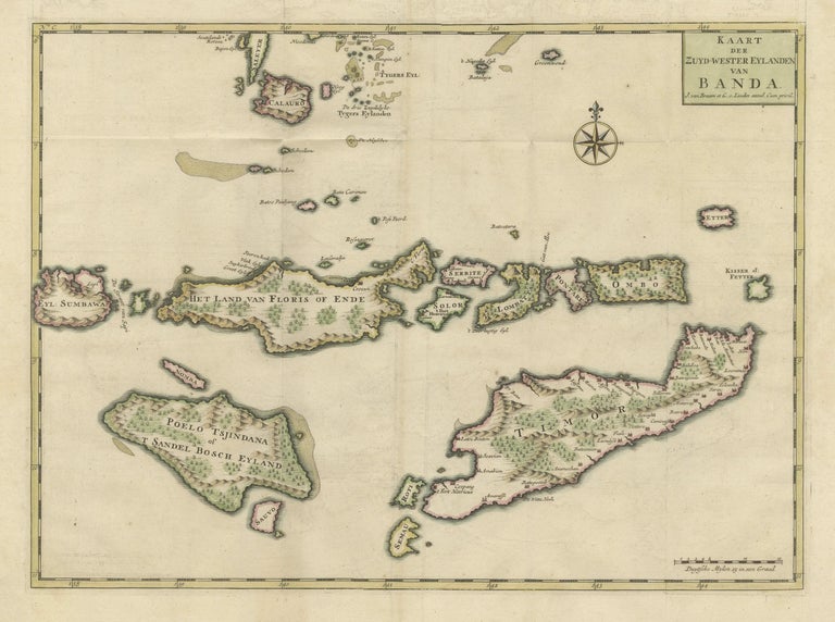 Old Antique Map of the Sumbawa, Flores, Timor in the Banda Region of ...