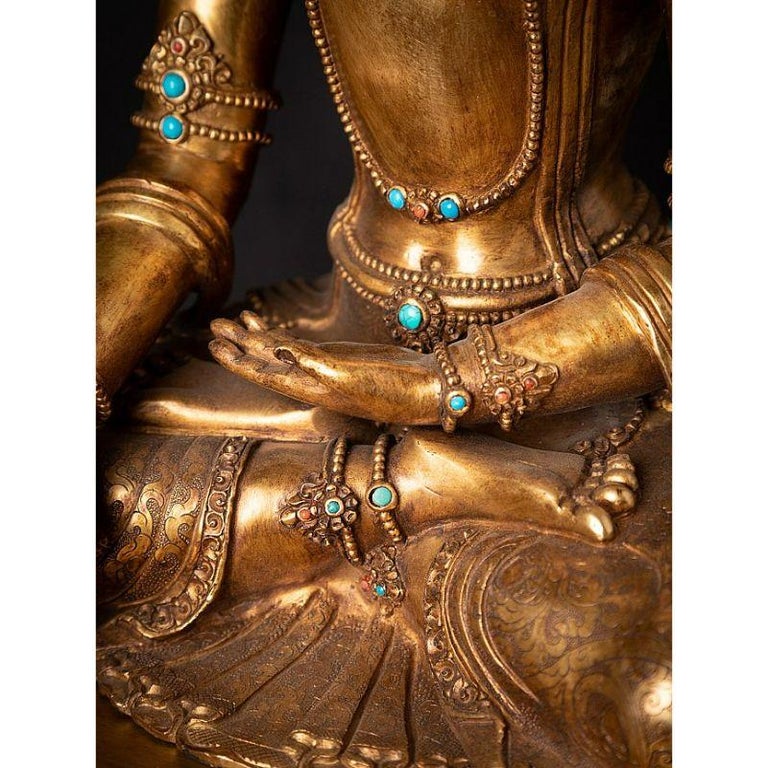 Old Bronze Nepali Crowned Buddha Statue from Nepal For Sale at 1stDibs