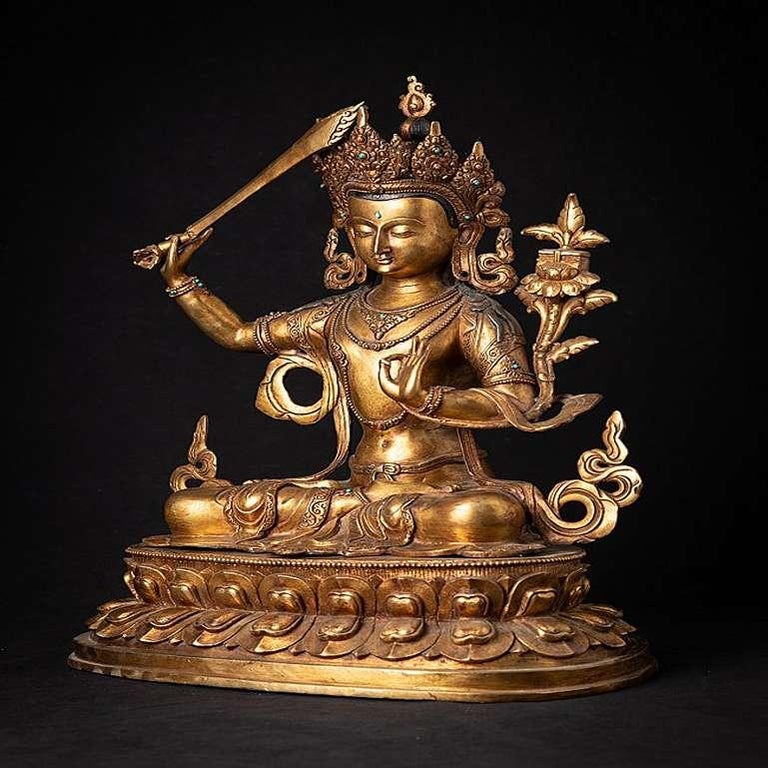Old bronze Nepali Manjushri statue from Nepal For Sale at 1stDibs