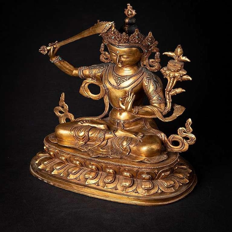 Old bronze Nepali Manjushri statue from Nepal For Sale at 1stDibs
