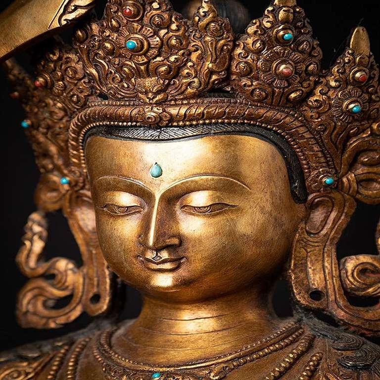 Old bronze Nepali Manjushri statue from Nepal For Sale at 1stDibs