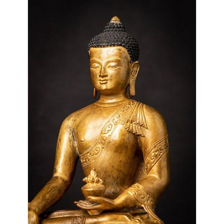 Old Bronze Nepali Medicine Buddha Statue from Nepal For Sale at 1stDibs