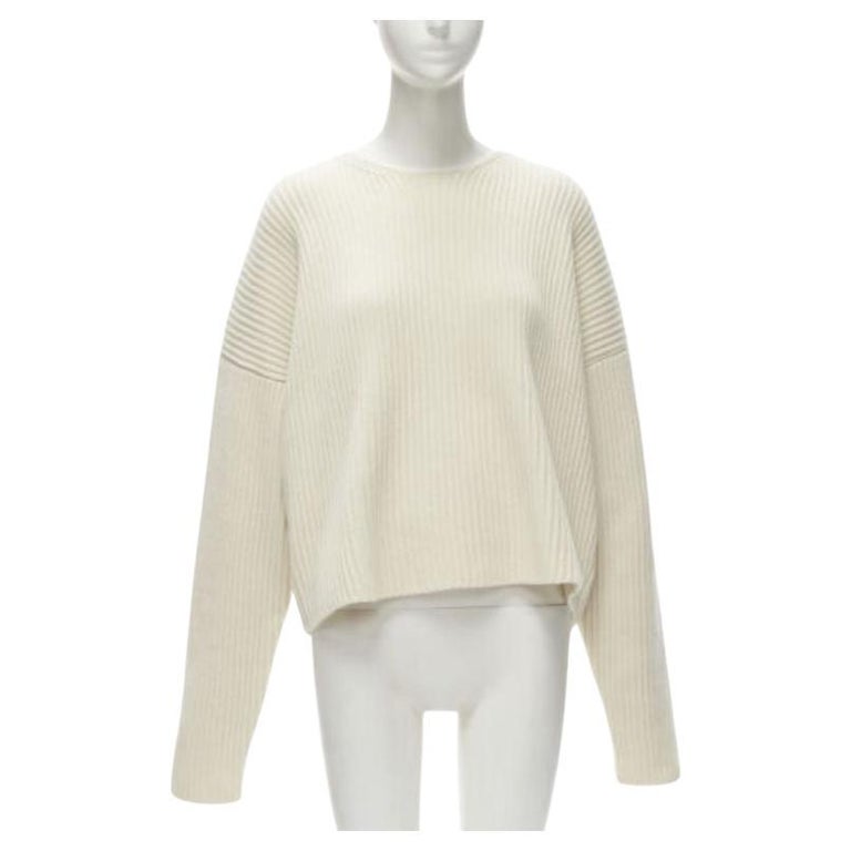 OLD CELINE Phoebe Philo beige wool cashmere twist neck open back ...