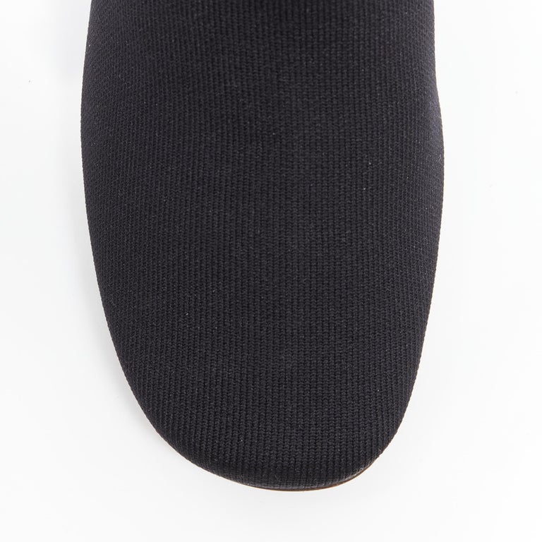 OLD CELINE PHOEBE PHILO black sock knit round toe wooden block heel ...