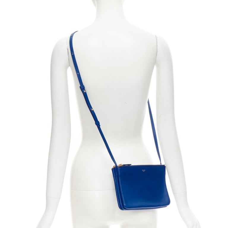 OLD CELINE Phoebe Philo blue leather Trio Pouch zip crossbody For Sale ...