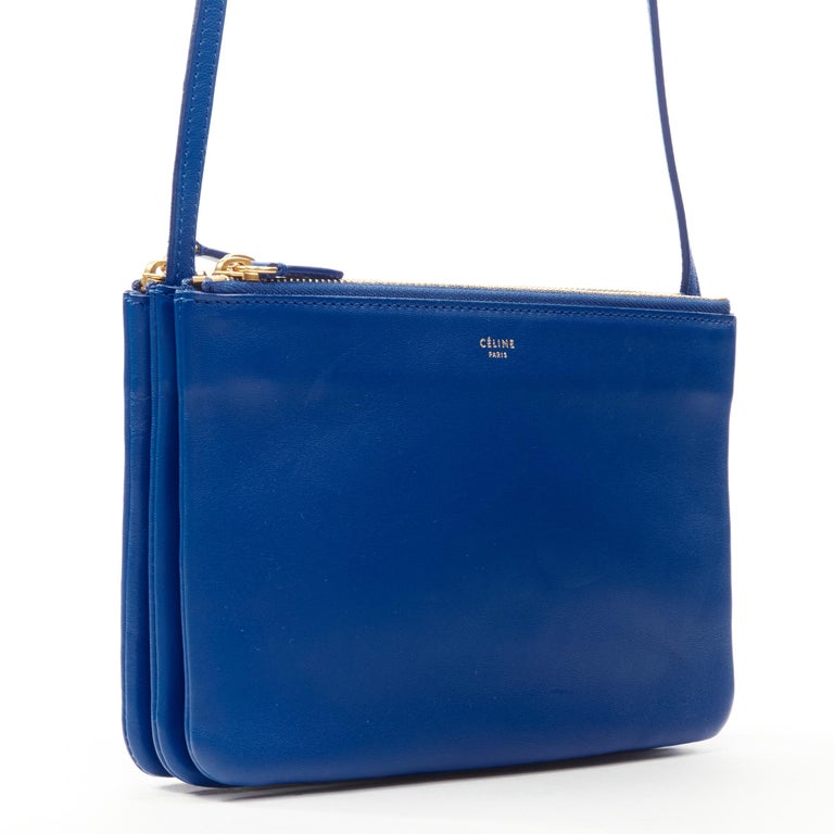 OLD CELINE Phoebe Philo blue leather Trio Pouch zip crossbody For Sale ...