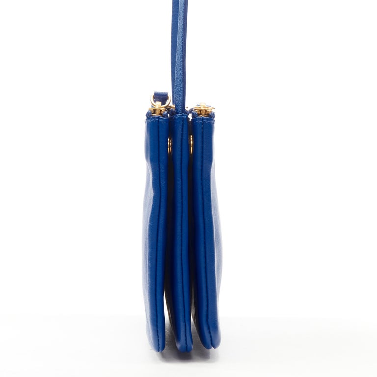 OLD CELINE Phoebe Philo blue leather Trio Pouch zip crossbody For Sale ...