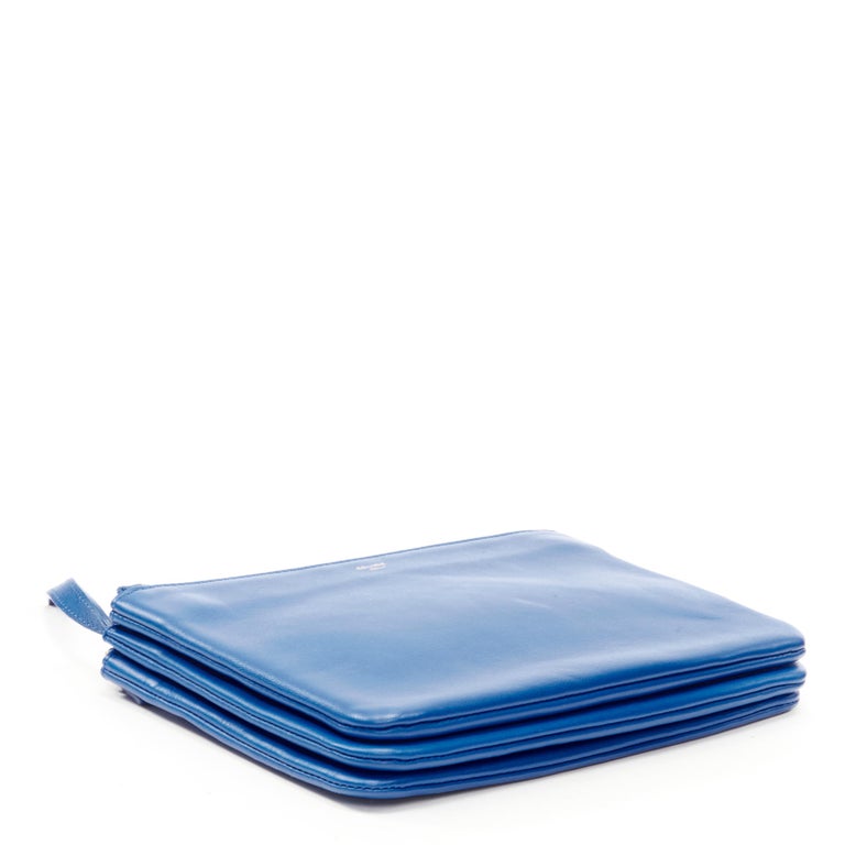 OLD CELINE Phoebe Philo blue leather Trio Pouch zip crossbody For Sale ...