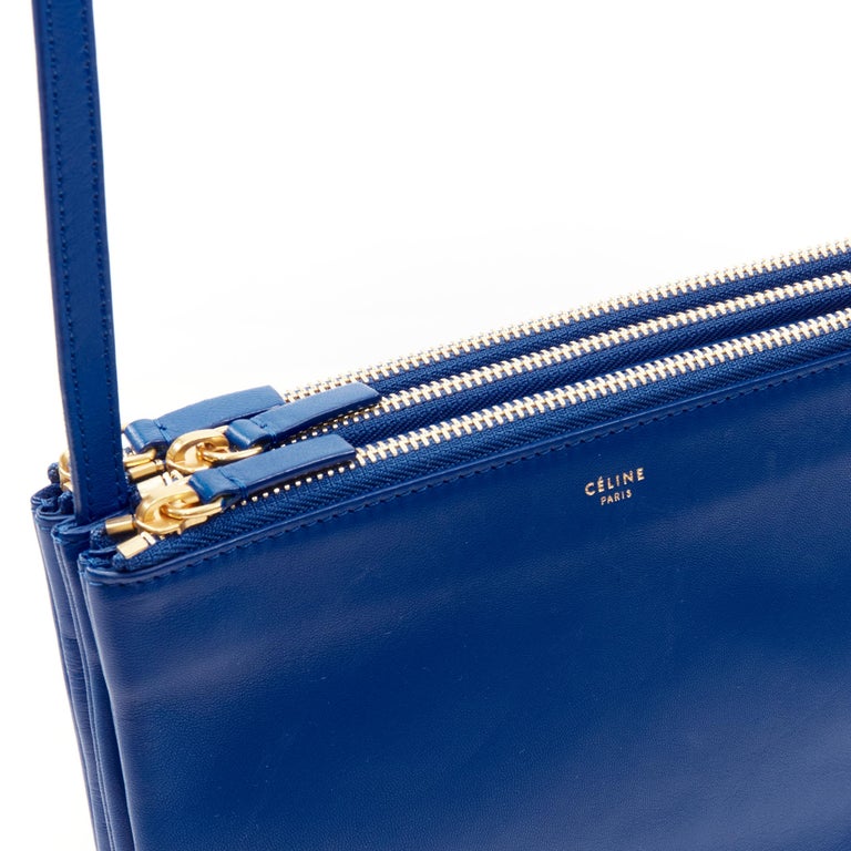 OLD CELINE Phoebe Philo blue leather Trio Pouch zip crossbody For Sale ...