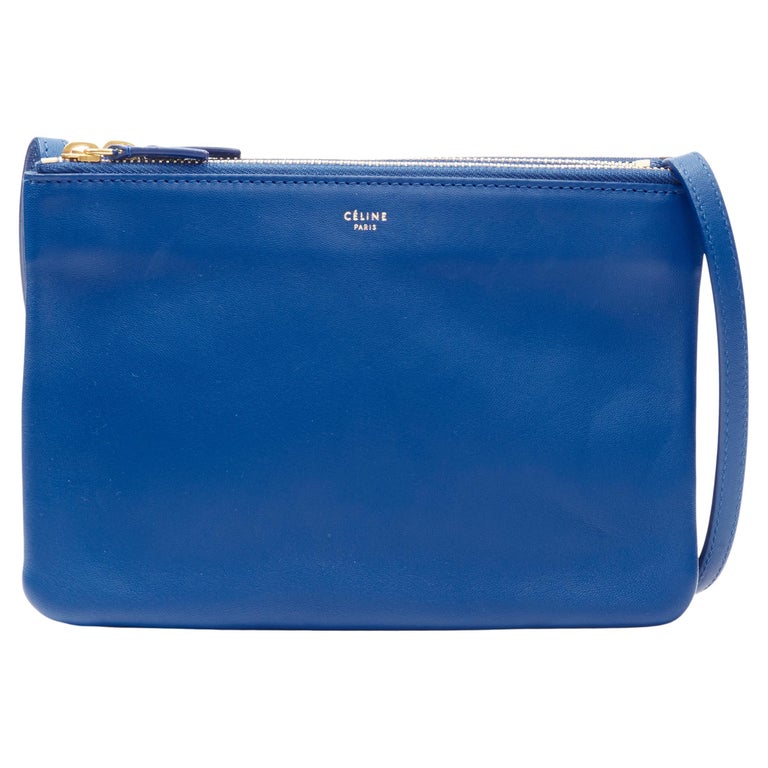 OLD CELINE Phoebe Philo blue leather Trio Pouch zip crossbody For Sale ...