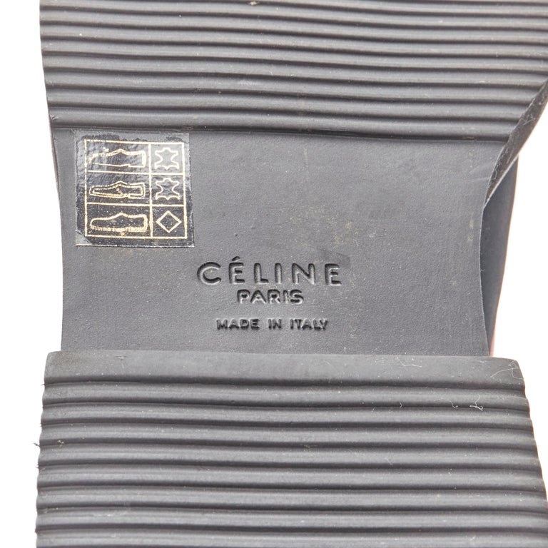 OLD CELINE Phoebe Philo Country red leather black rubber chunky ankle ...