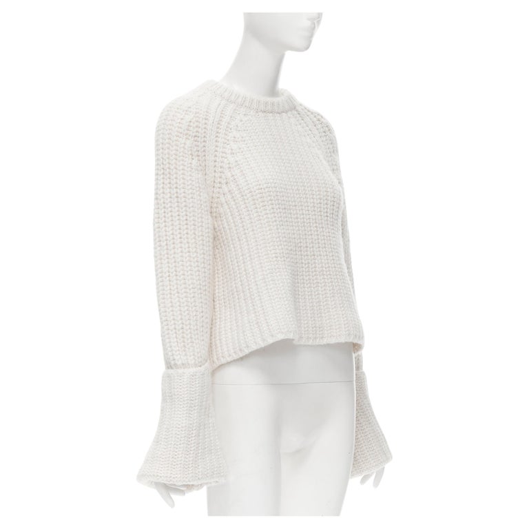 OLD CELINE Phoebe Philo heavy knit wool cuffed sleeve cropped sweater ...
