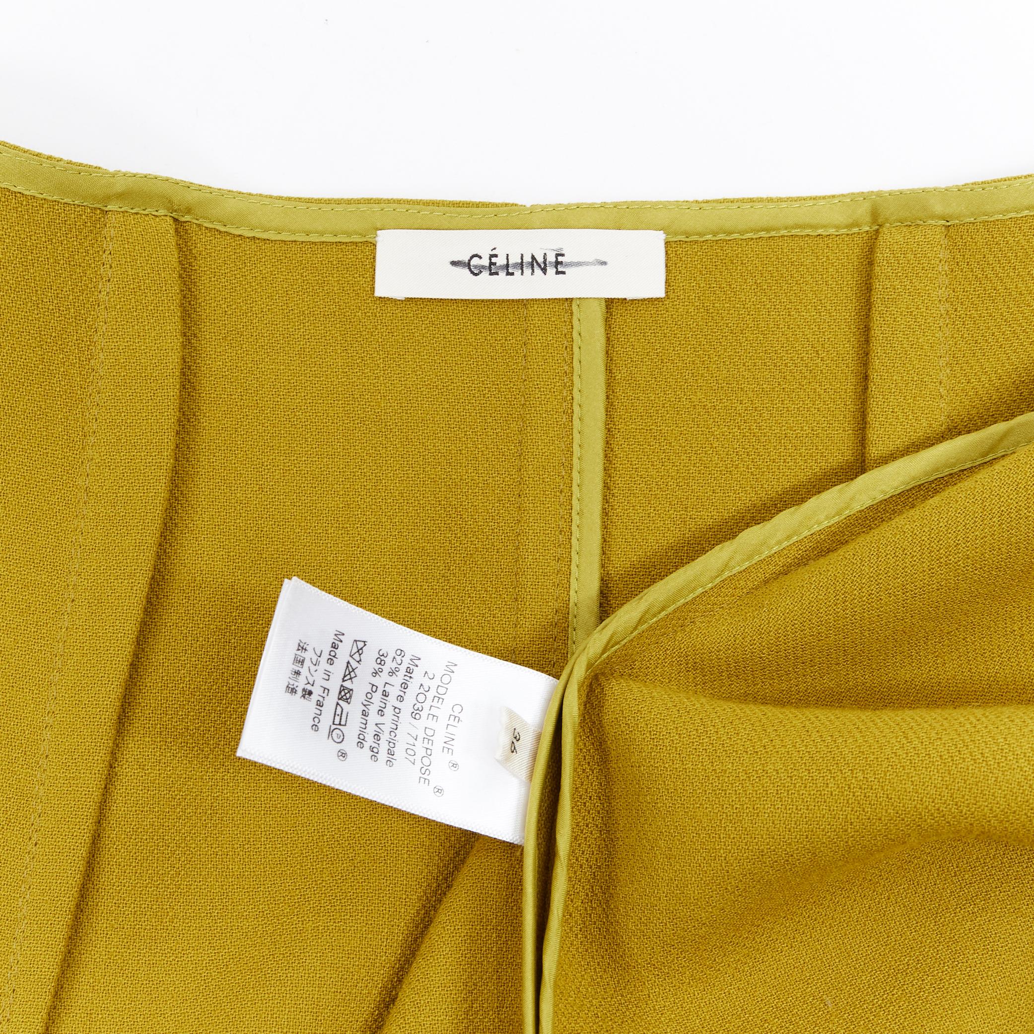 OLD CELINE PHOEBE PHILO mustard wool blend tie waist wrap midi skirt ...