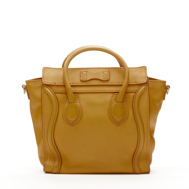 OLD CELINE Phoebe Philo Nano Luggage mustard yellow crossbody shopper ...