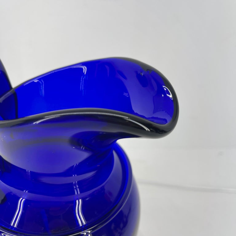 Old Cobalt Blue Glass Pitcher with Large Handle, Scandinavian, Circa ...