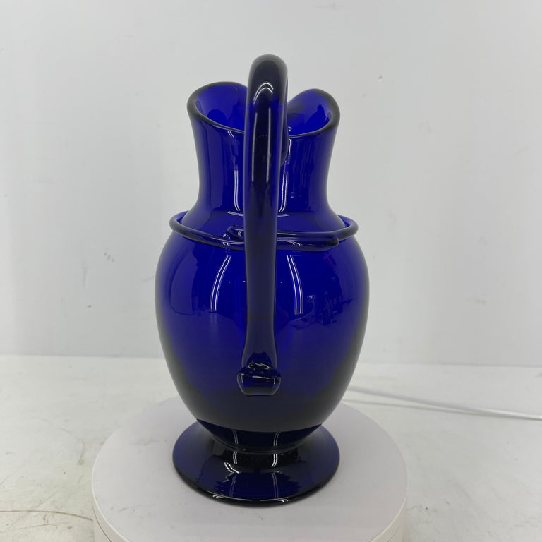 Old Cobalt Blue Glass Pitcher with Large Handle, Scandinavian, Circa ...