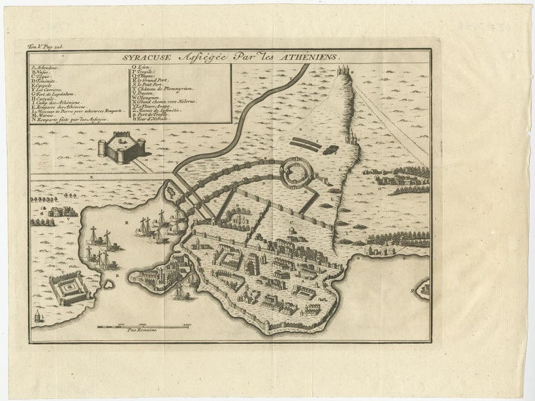Old Copper Engraving of the Siege of Syracuse, Sicily, Italy, Published ...