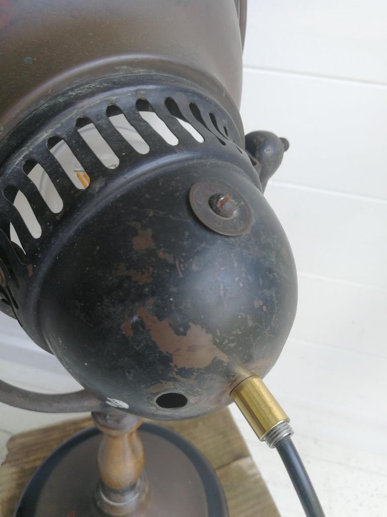 Old Copper Heat Lamp Converted, 1900s, Glazed Base Industrial Table ...