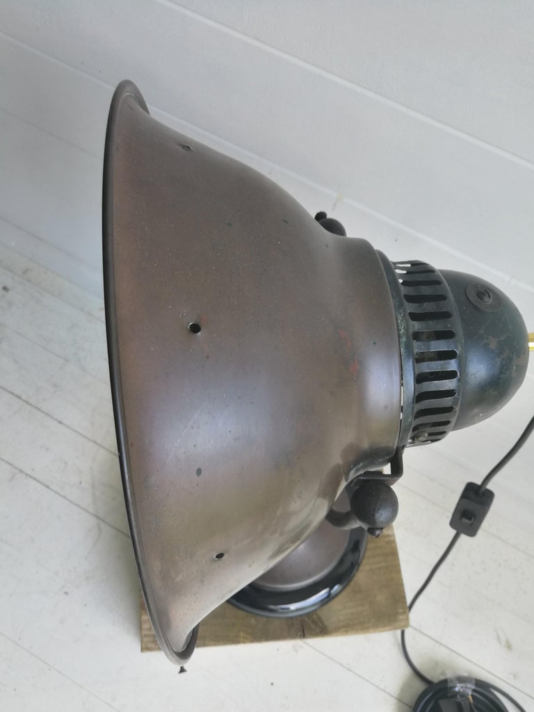 Old Copper Heat Lamp Converted, 1900s, Glazed Base Industrial Table ...