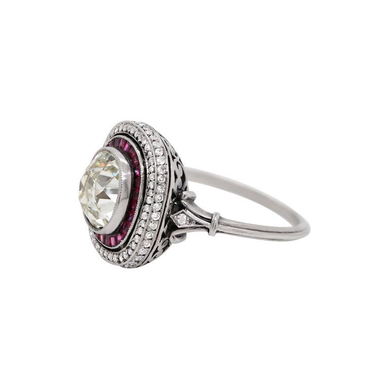 Old Cushion Cut Diamond and Ruby Engagement Ring at 1stDibs | ruby ...