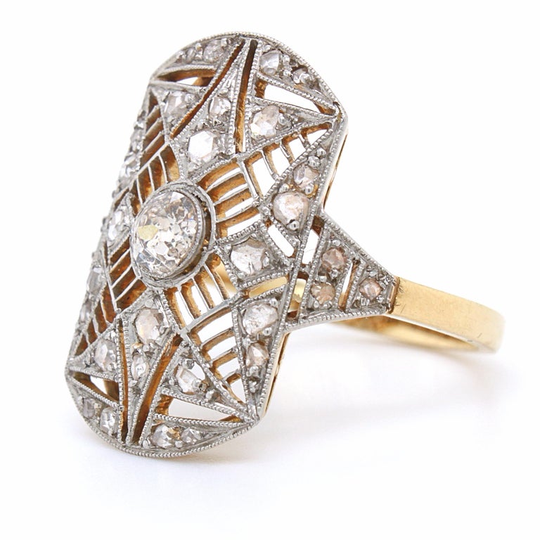 Old Cut and Rose Cut Diamond Star Emblem Ring, ca. 1890s For Sale at 1stDibs
