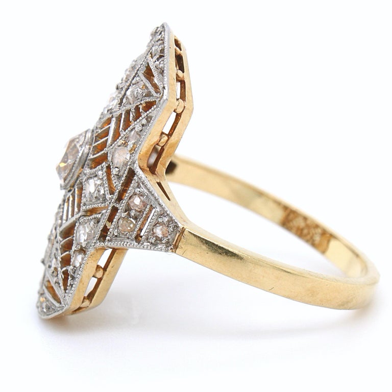 Old Cut and Rose Cut Diamond Star Emblem Ring, ca. 1890s For Sale at 1stDibs