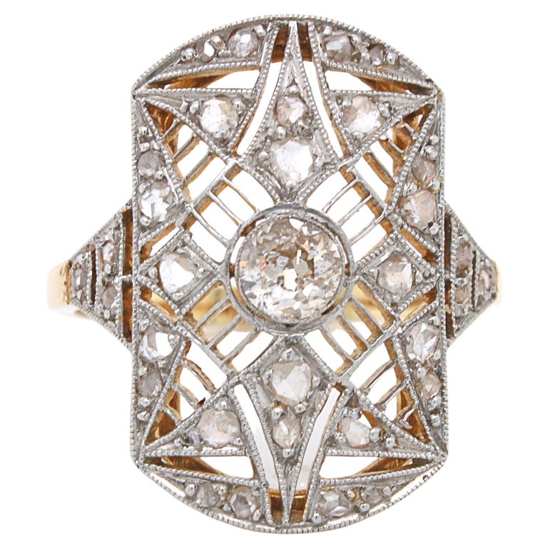 Old Cut and Rose Cut Diamond Star Emblem Ring, ca. 1890s For Sale at ...