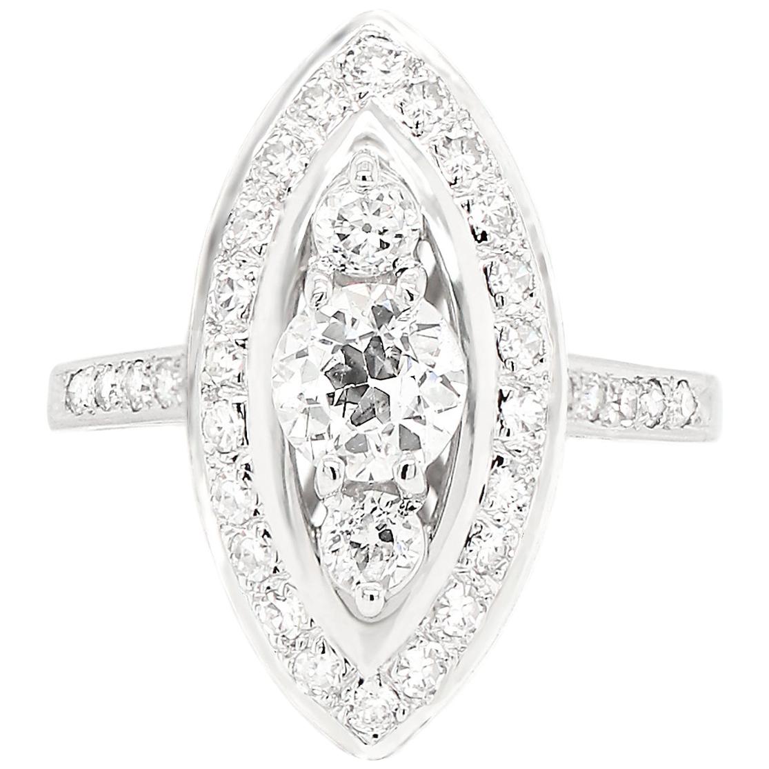 Globe Shaped Vintage Platinum Diamond Ring For Sale at 1stDibs